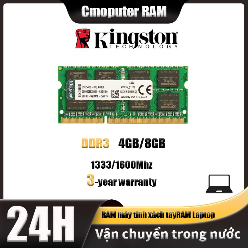 (địa phương)Laptop Ram DDR3 DDR3L Kingston 4GB 8GB Notebook Memory RAM SODIMM 1600MHz 204Pin 1 ...