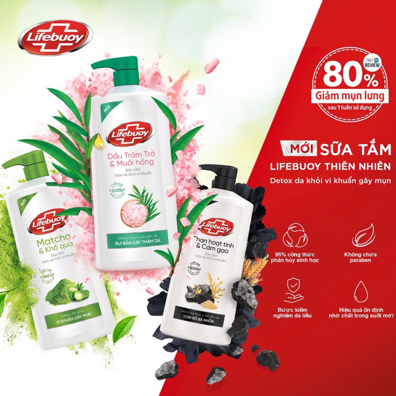 Sữa Tắm Lifebuoy 800gr Detox Và Sạch Sâu Khỏi Bụi Mịn Pm2.5 Detox 100% Từ Thiên Nhiên Diệt Khuẩn ...