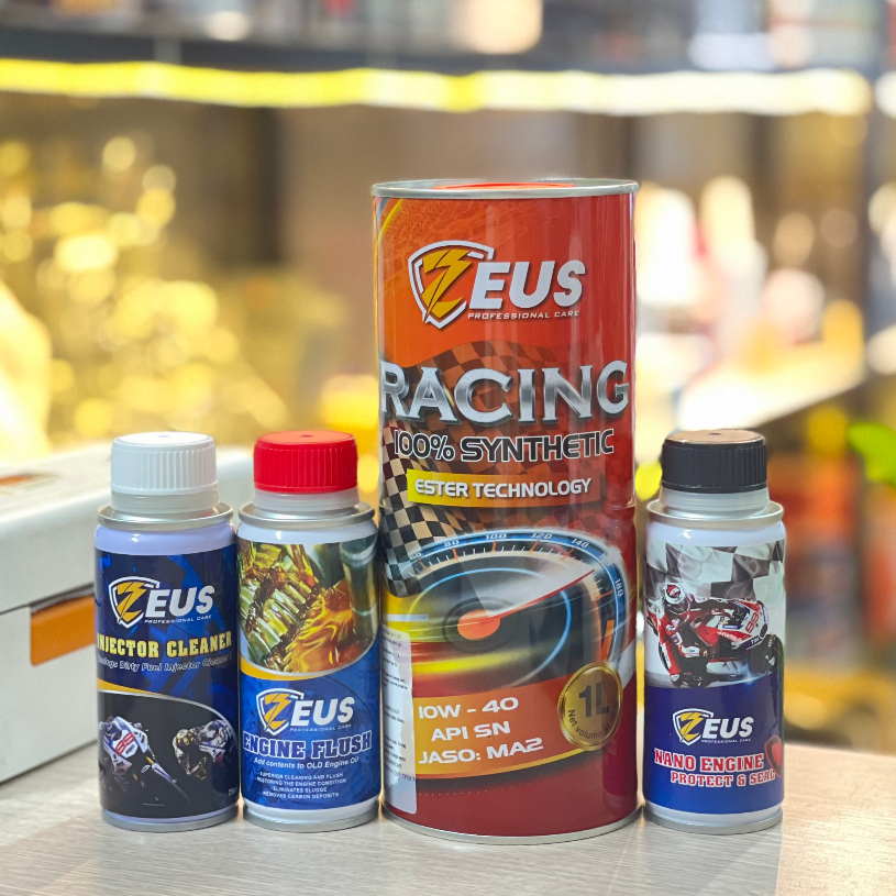 COMBO Nhớt ZEUS RACING 10W40 + SÚC ĐỘNG CƠ + SÚC KIM PHUN + PHỤ GIA ...