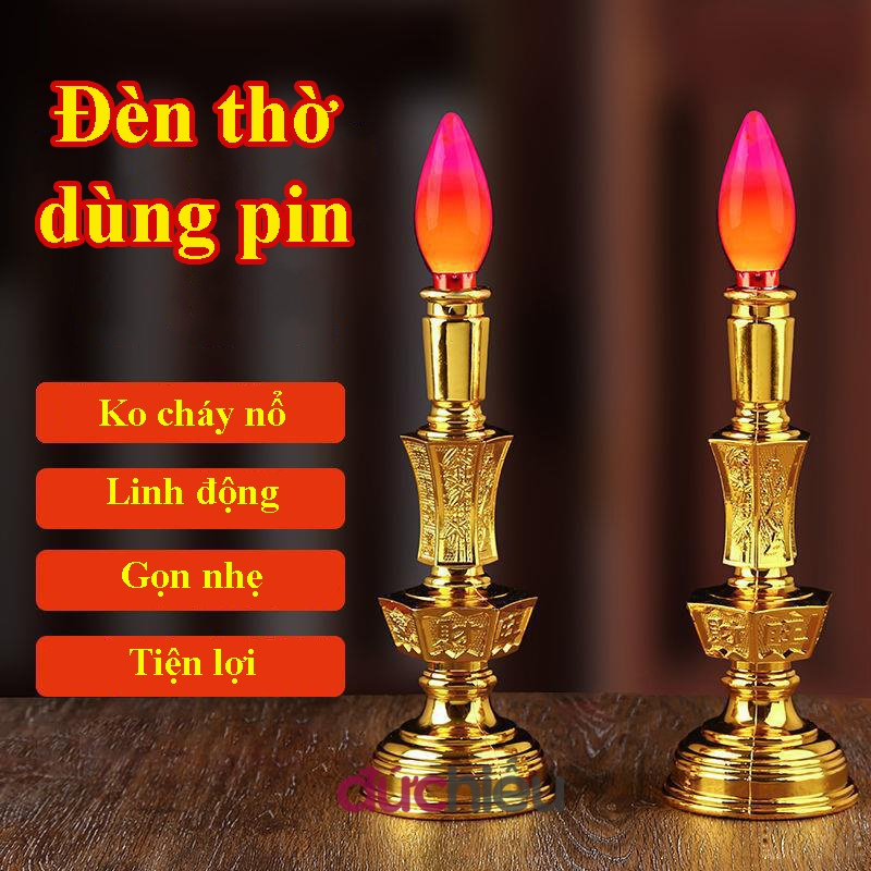 đèn thờ cúng để bàn dùng pin AAA bóng led độ bền cao , đèn thờ sài pin ...