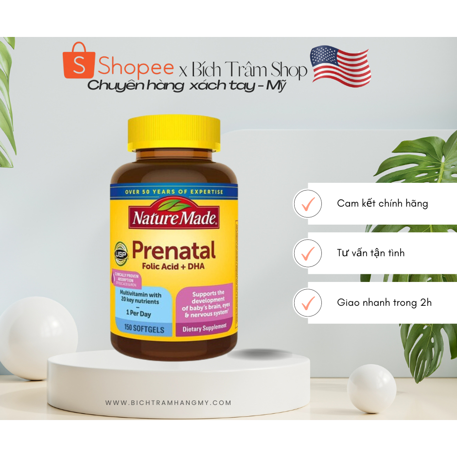 Vitamin cho bà bầu Nature Made Prenatal Multi DHA 200mg 150 viên ...