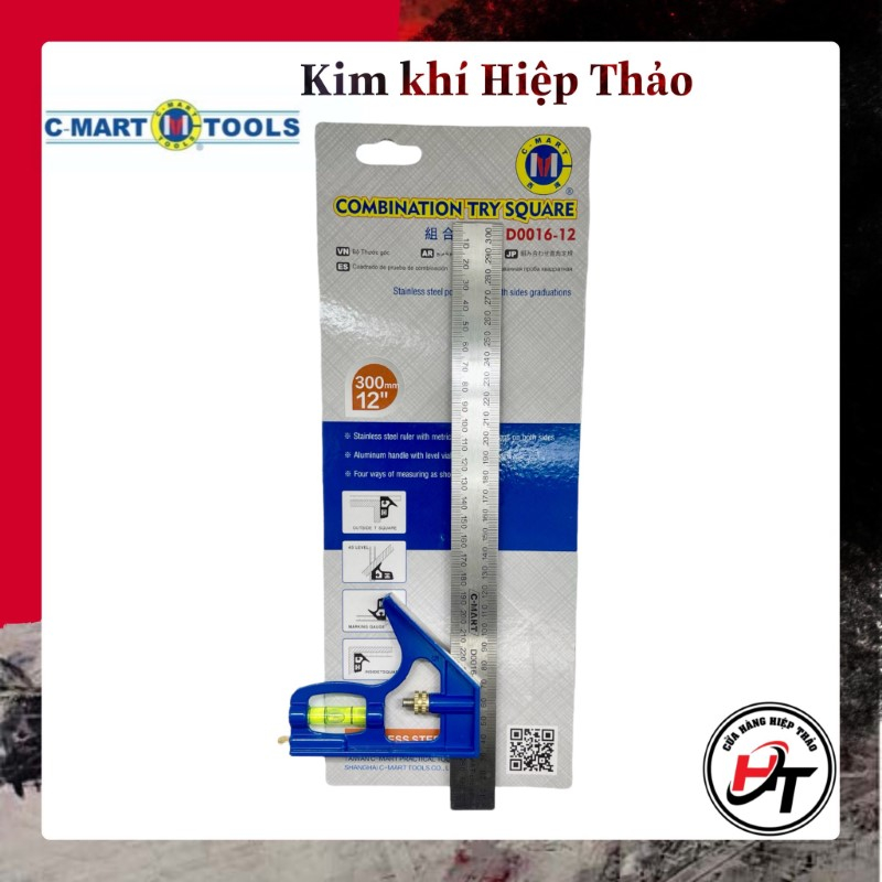 Thước thủy vuông góc ke đo góc eke nivo 45 90 độ đa năng Cmart D0016-12 ...