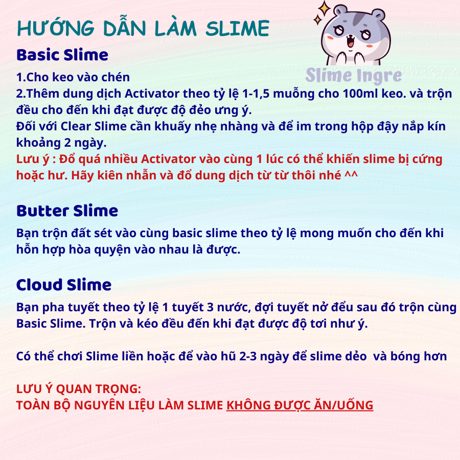 Tổng Hợp Các Bộ Kit Làm Slime Basic Slime Bơ Slime Mây Khổng Lồ Nhiều Món - Nguyên Liệu Làm ...