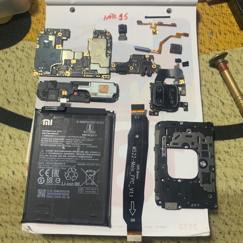 redmi note 9s/cáp nguồn/cáp nối main/Vân tay/main sạc/loa ngoài/loa ...