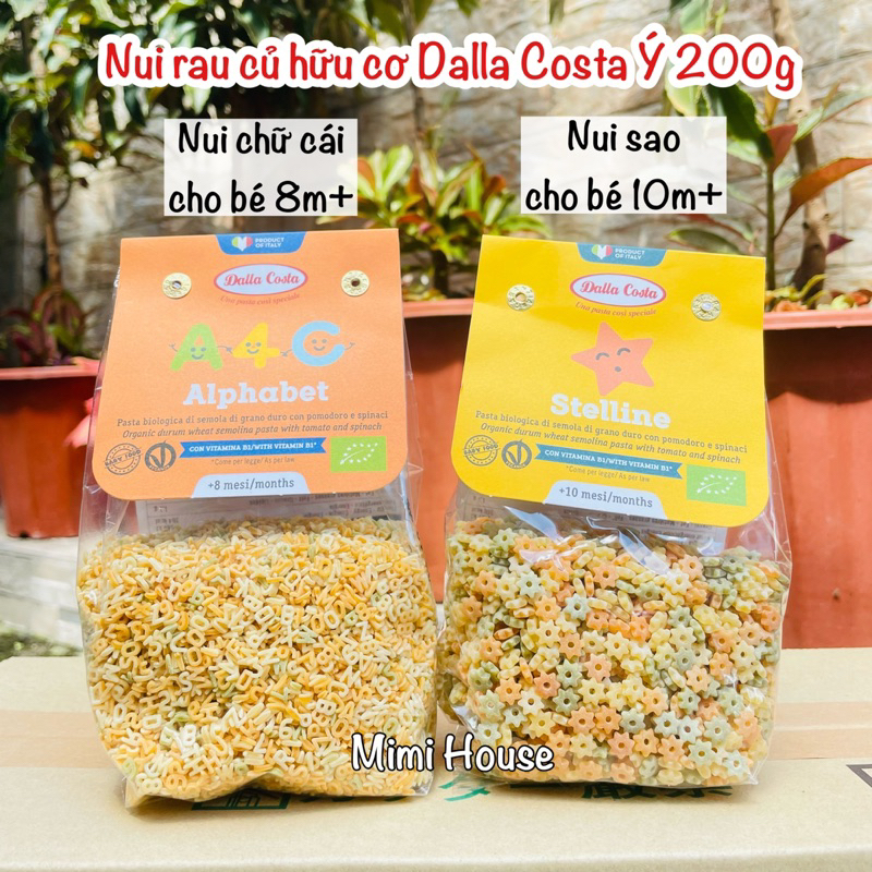 [Date 2026] Nui sao, nui chữ cái rau củ hữu cơ Dalla Costa Ý 200g ...