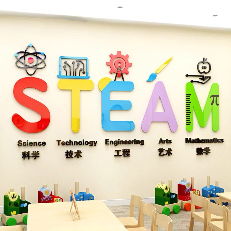 Decal dán tường dán nổi steam chất liệu acrylic trang trí trường mầm non, khu vui chơi, trung ...