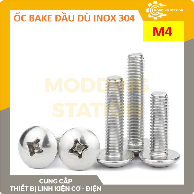 Ốc Bake đầu dù inox 304 size M4x5mm, M4x6mm, M4x8mm, M4x10mm, M4x12mm ...