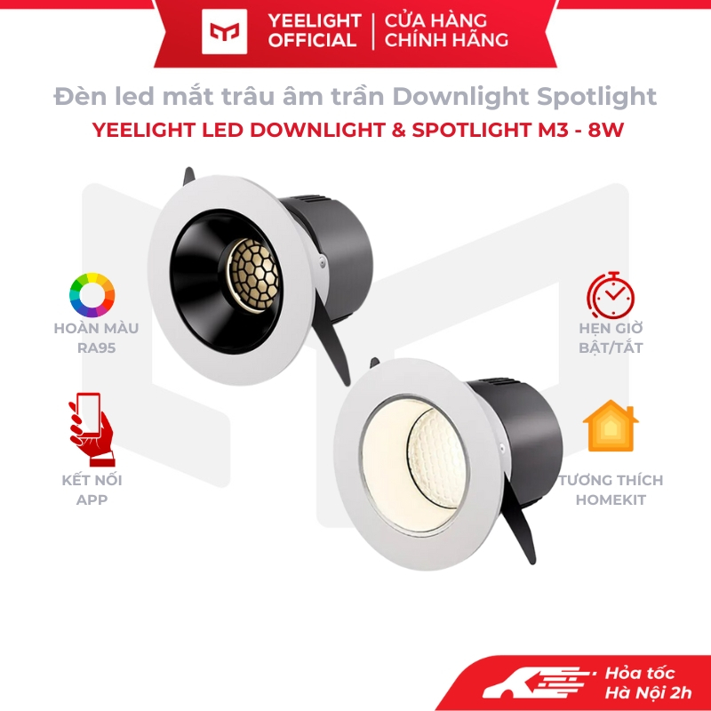 Đèn led âm trần Yeelight Downlight Spotlight M3 thông minh 8W chỉ số hoàn màu Ra95 tùy chỉnh độ ...