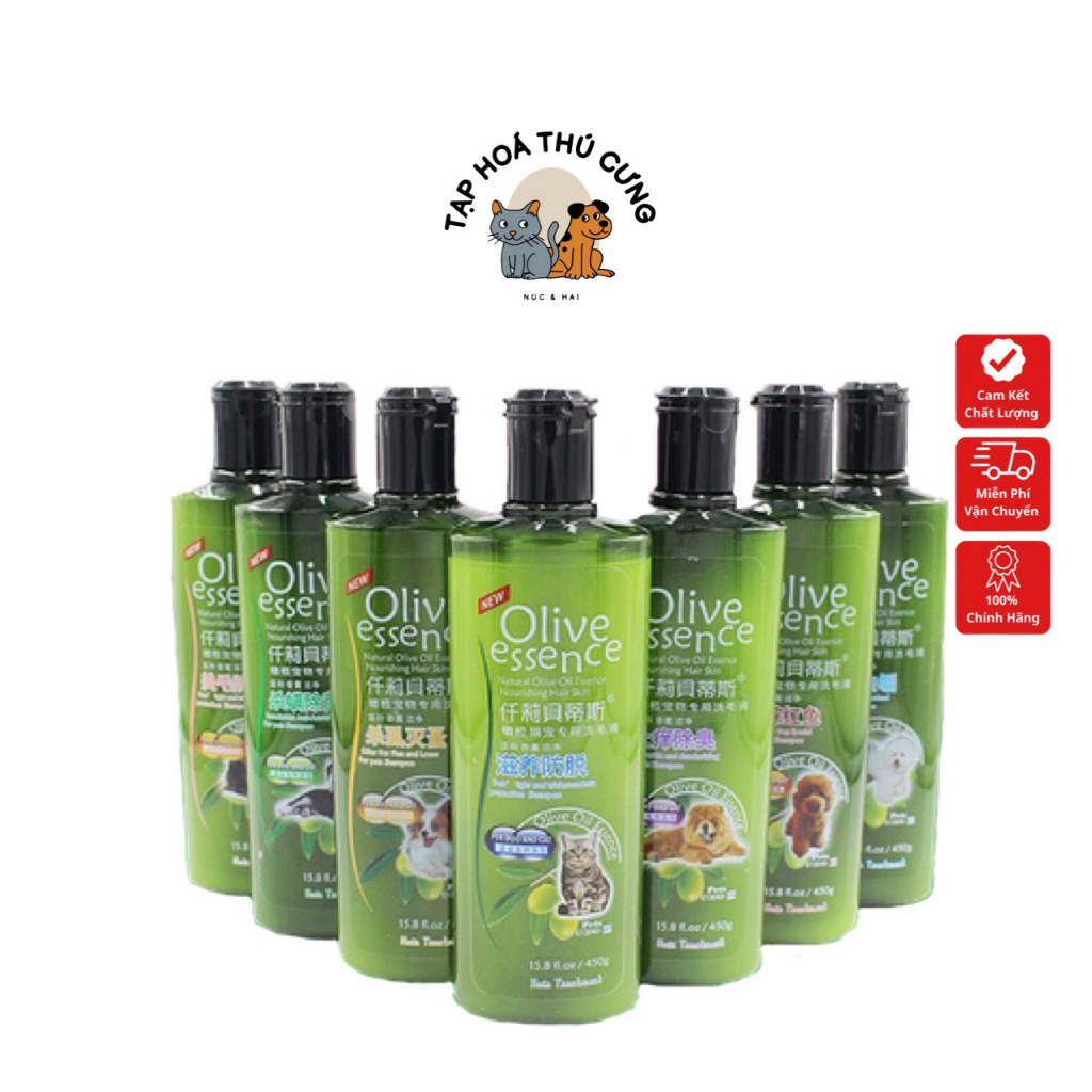 Sữa tắm cho chó mèo oliver 450ml, loại bỏ ve rận,chống rụng lông,khử mùi hôi,tẩy ố bẩn ...