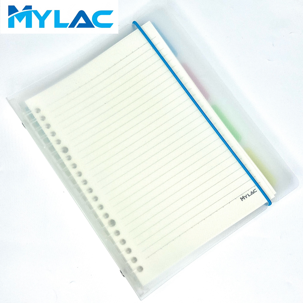 Sổ còng nhựa, Sổ lò xo - size A5, Sổ tay có dây gài MYLAC (ML-1316), Giấy chống loá cao cấp, Bìa ...