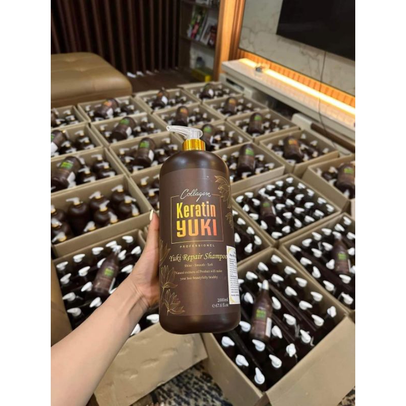 Dầu gội đầu KERATIN YUKI cặp dầu gội xả phục hồi hư tổn giảm rụng tóc 2000ml chính hãngDung tích ...