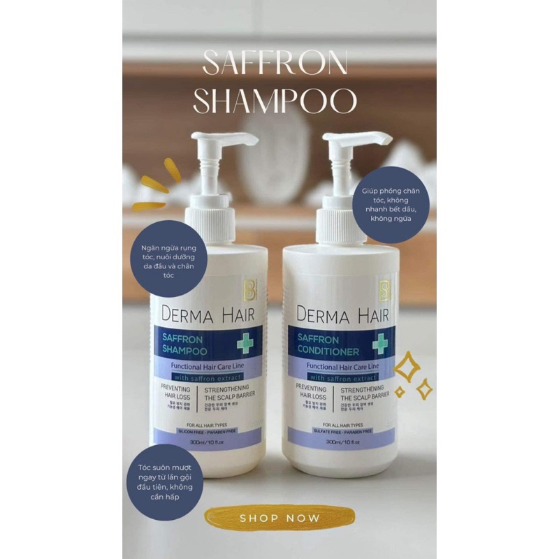 [ CHÍNH HÃNG ] Bộ dầu gội xả cao cấp DERMA HAIR -SAFFRON SHAMPOO ...