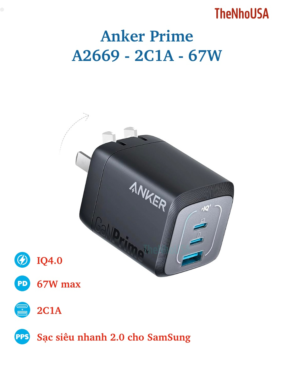 Củ sạc nhanh Anker Prime 67W 3 cổng 2C1A IQ4 A2669 model 2023 BH18T | Shopee Việt Nam