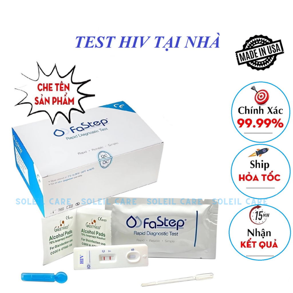 Bộ test nhanh HIV, test HIV Fastep tại nhà( CÓ CHE TÊN ), chính xác ...
