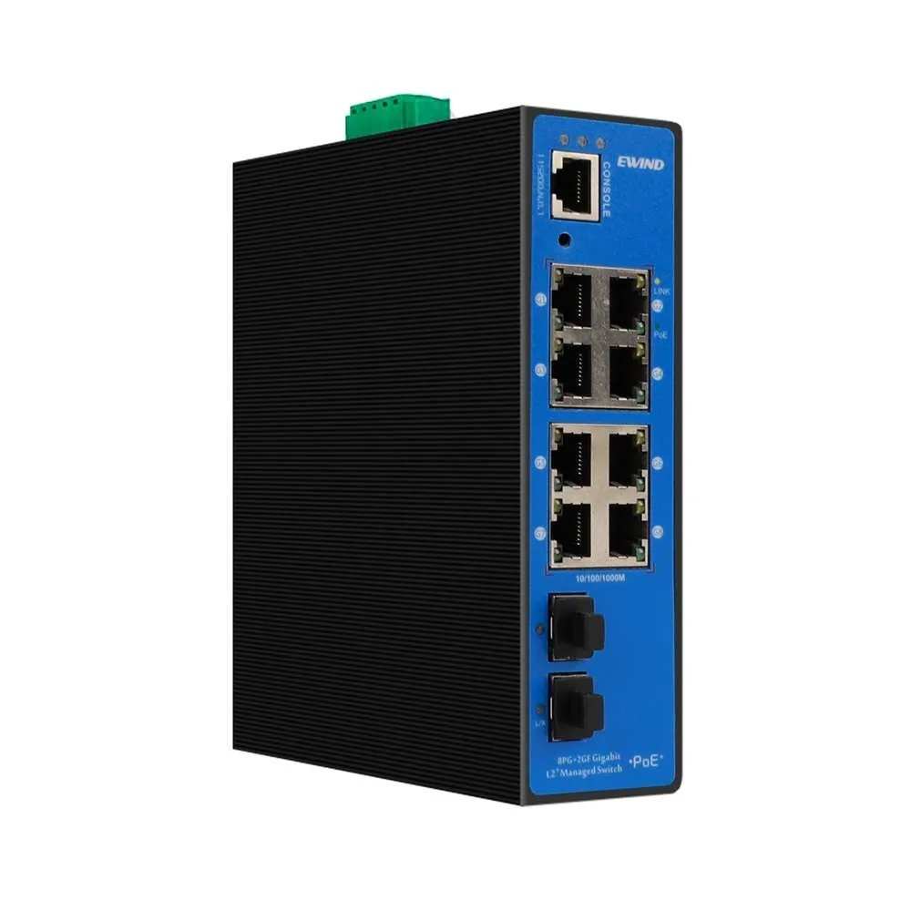 Switch PoE công nghiệp có quản lý 8 cổng PoE 1G, 2 cổng SFP 1G (EW ...