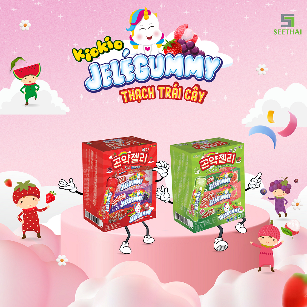 [MUA 2 TẶNG 1] COMBO 2 Thạch Jele Gummy KIOKIO thạch trái cây ăn vặt ...