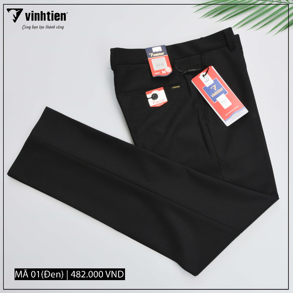 Quần Tây Dáng Trẻ Form Ôm 0ly Slimfit Vĩnh Tiến 482 - Mã 01 Đen ...