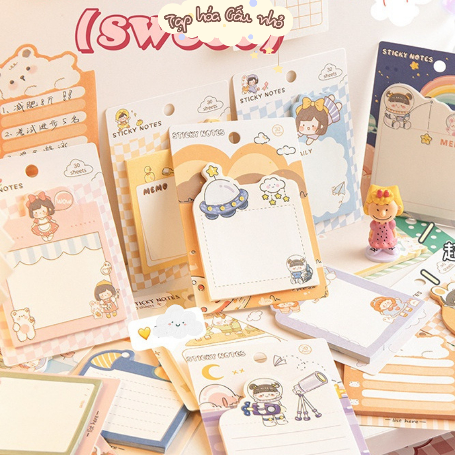 Tập STICKY NOTE 30 tờ siêu xinh [ Taphoagaunho ] | Shopee Việt Nam