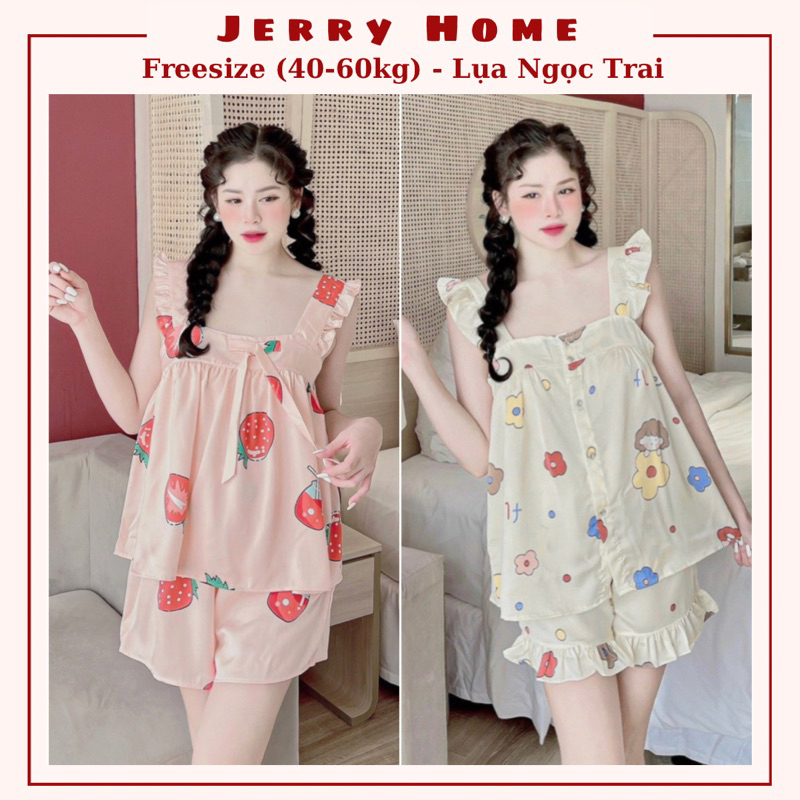 Đồ Bộ Freesize 40-60kg, Đồ Ngủ Nữ Tay Cánh Tiên Quần Đùi Lụa Ngọc Cao Cấp Jerry Home | Shopee ...