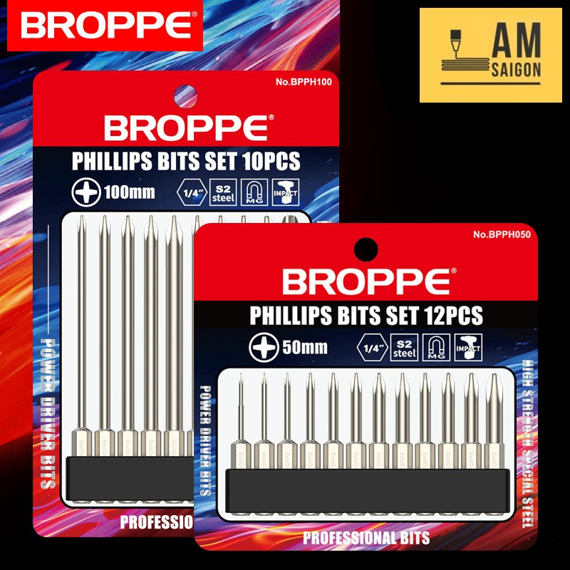 Bộ 10 Mũi vít 4 CẠNH PH1 PH2 PH3 chuôi lục giác Broppe 75mm 100mm | Shopee Việt Nam