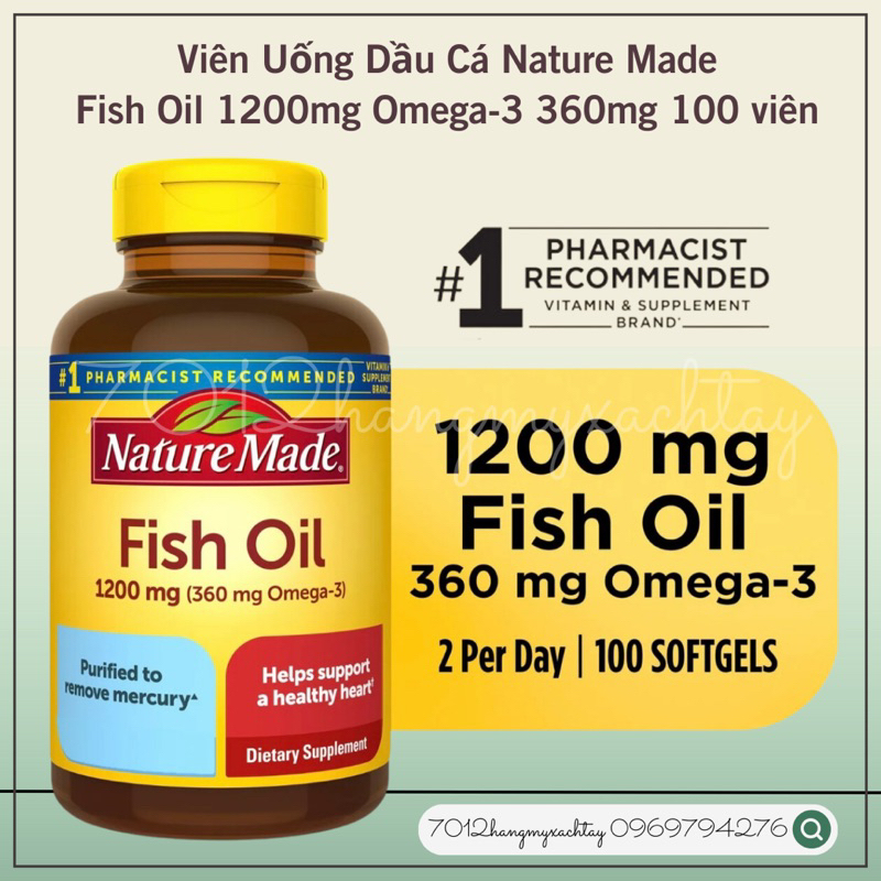 [BILL MỸ-HOẢ TỐC] Viên uống dầu cá Nature Made Fish Oil 1200mg Omega3 ...