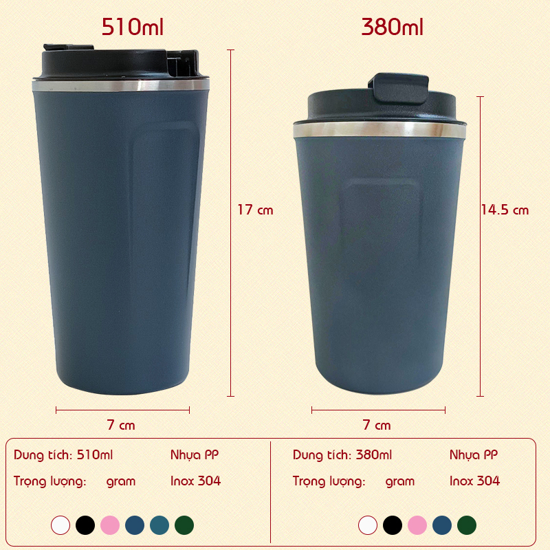 Ly ( cốc) Giữ Nhiệt Inox Nhập Khẩu Coffee Cao Cấp 380ml và 510ml - Giữ nhiệt 8-10 tiếng hỗ trợ ...