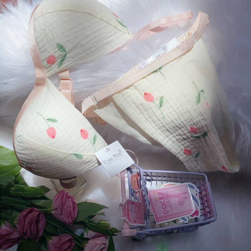 Bộ áo lót vải muslin Tulip Voanmya - bralette mút mỏng không gọng Nội y thiết kế handmade by ...