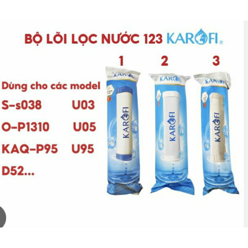 [Combo] 3 Lõi lọc nước 123 Karofi Chính hãng - Dùng cho máy Ss-038 ...