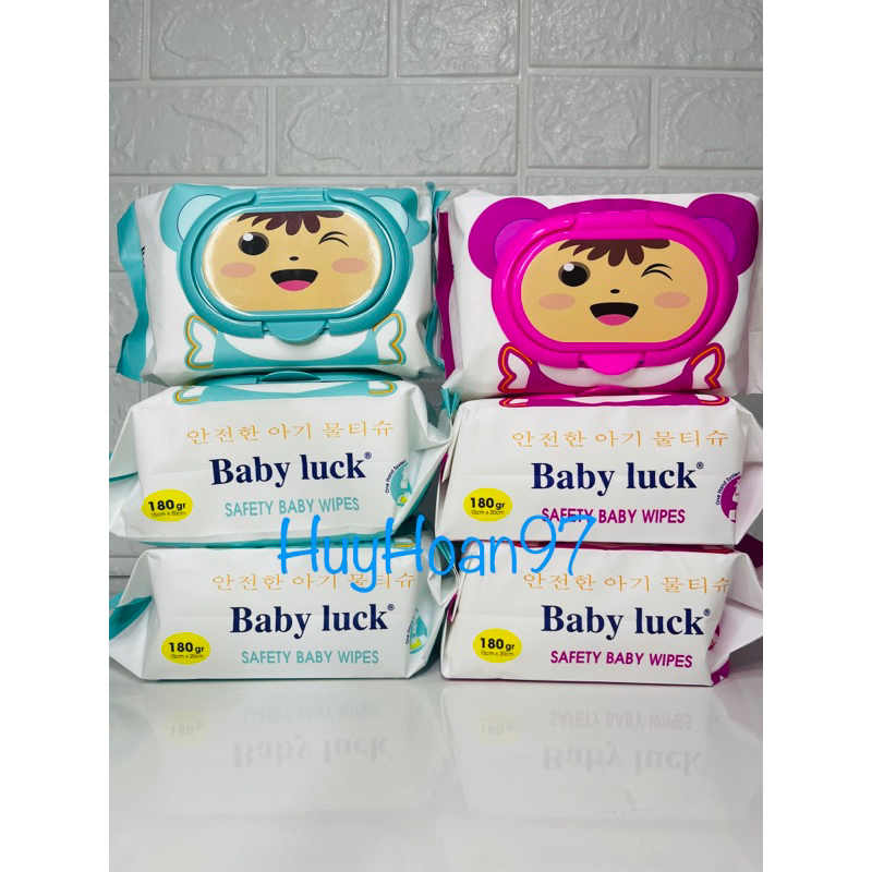 COMBO 5 GÓI KHĂN ƯỚT CAO CẤP BABY LUCK 180G (KHỔ LỚN, 100 TỜ) | Shopee ...