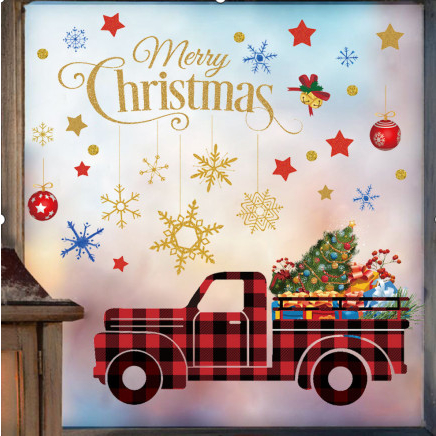 Decal trang trí noel _ Xe hơi caro đỏ merry christmas | Shopee Việt Nam