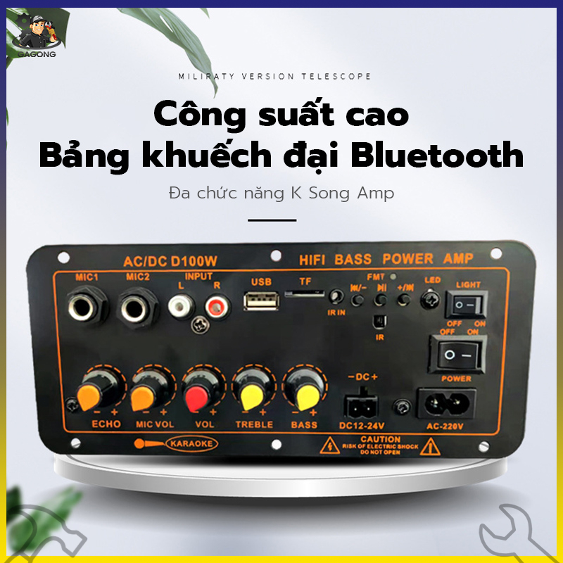 D100W công suất cao 12V cắm thẻ Bluetooth khuếch đại công suất 24V ...