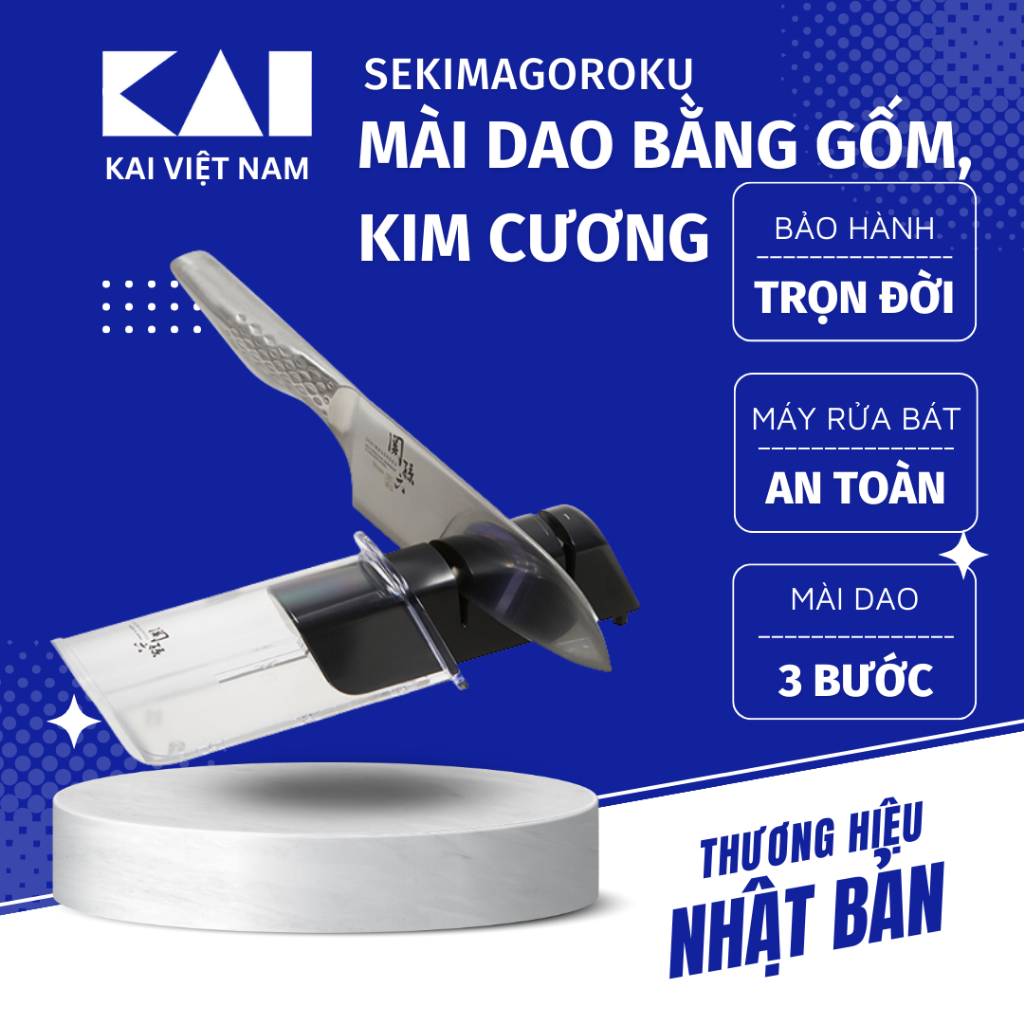 Dụng cụ mài dao Kai Diamond & Ceramic Knife Sharpener cao cấp 3 bước ...