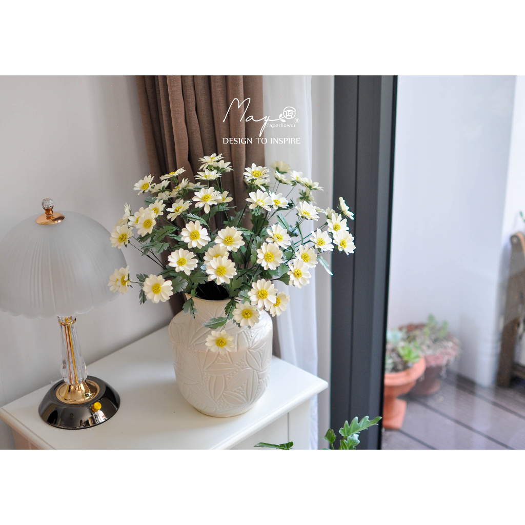 Hoa Giấy Handmade Trang Trí - Cành Hoa Cúc Trắng MAYPAPERFLOWER Cành ...