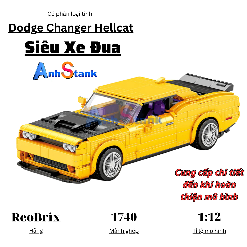 Mô Hình Lắp Ráp Siêu Xe Technic Dài 34 cm Dodge Charger HellCat tỉ lệ 1 ...