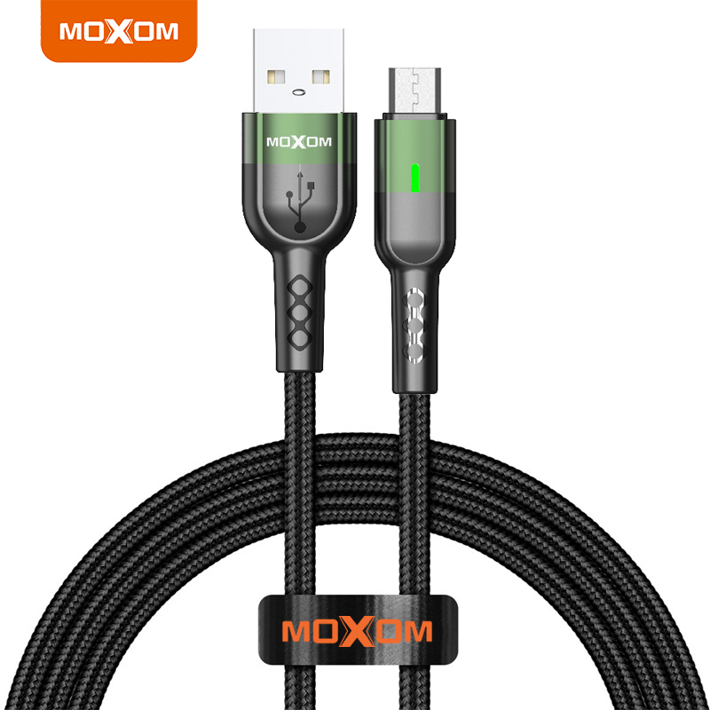 Cáp sạc nhanh QC 3.0 tự ngắt Type-C/Micro MOXOM CB60 2.4A bện nylon cao ...
