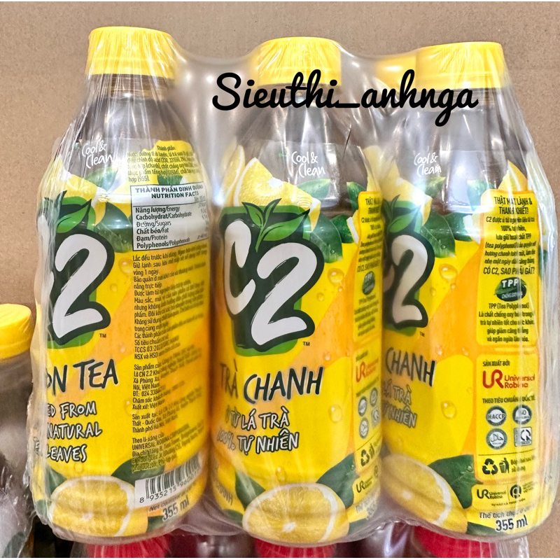 1 Lốc 6 Chai Trà Xanh C2 Hương Chanh/Táo/Dưa Lưới 225ml/ 355ml/455ml | Shopee Việt Nam