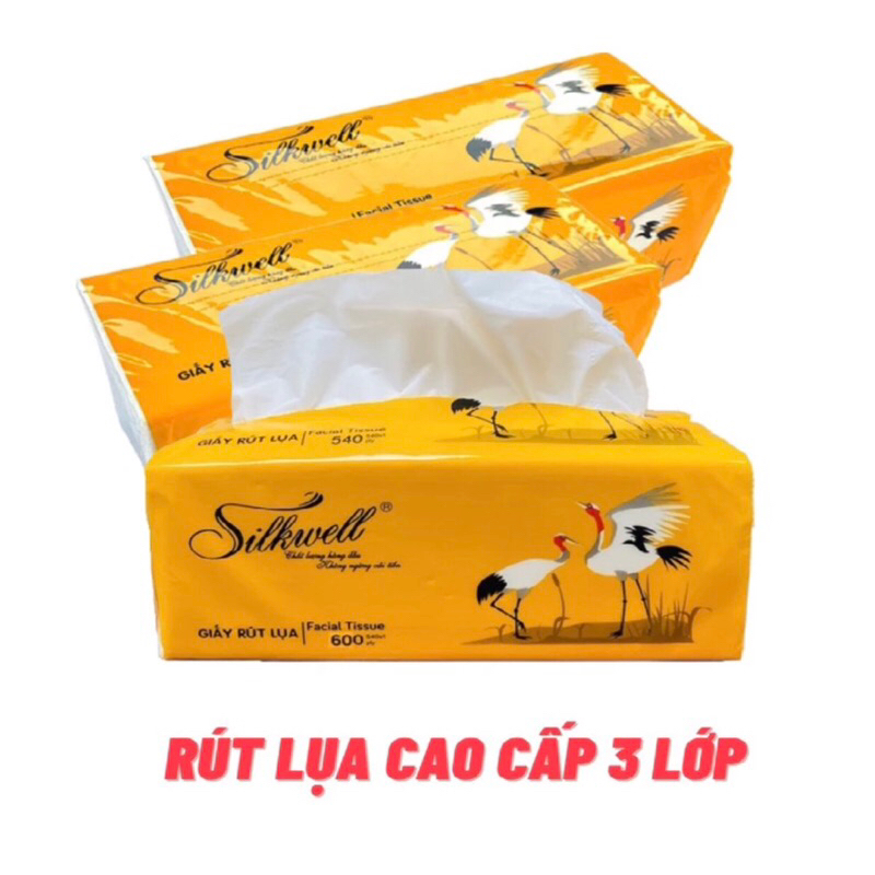5 Gói Giấy ăn SilkWell sếu rút lụa 3 lớp 600 tờ | Shopee Việt Nam