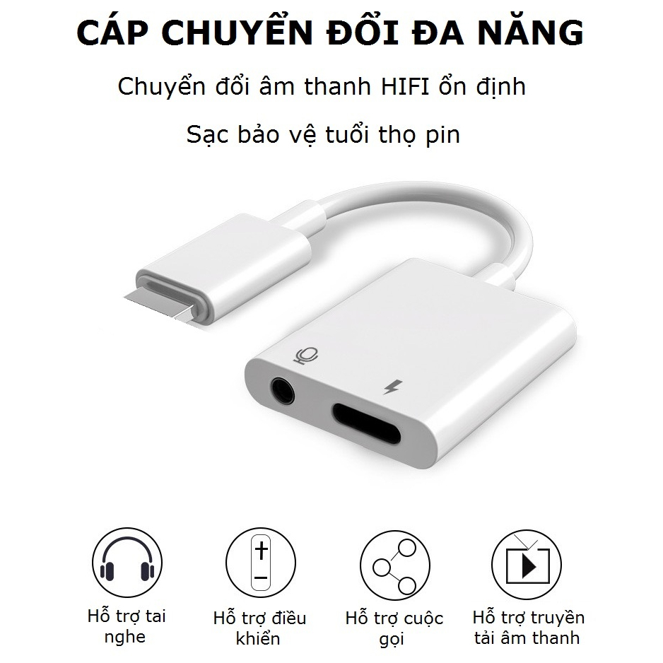 Dây cáp chuyển đổi cho tai nghe MH030 jack 3.5mm sang cổng IP kèm sạc ...