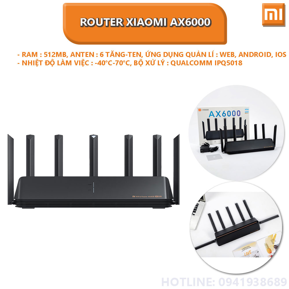Bộ phát Wifi Router Xiaomi AX6000 AIoT băng tần kép Wifi 6 6000Mbps hỗ ...