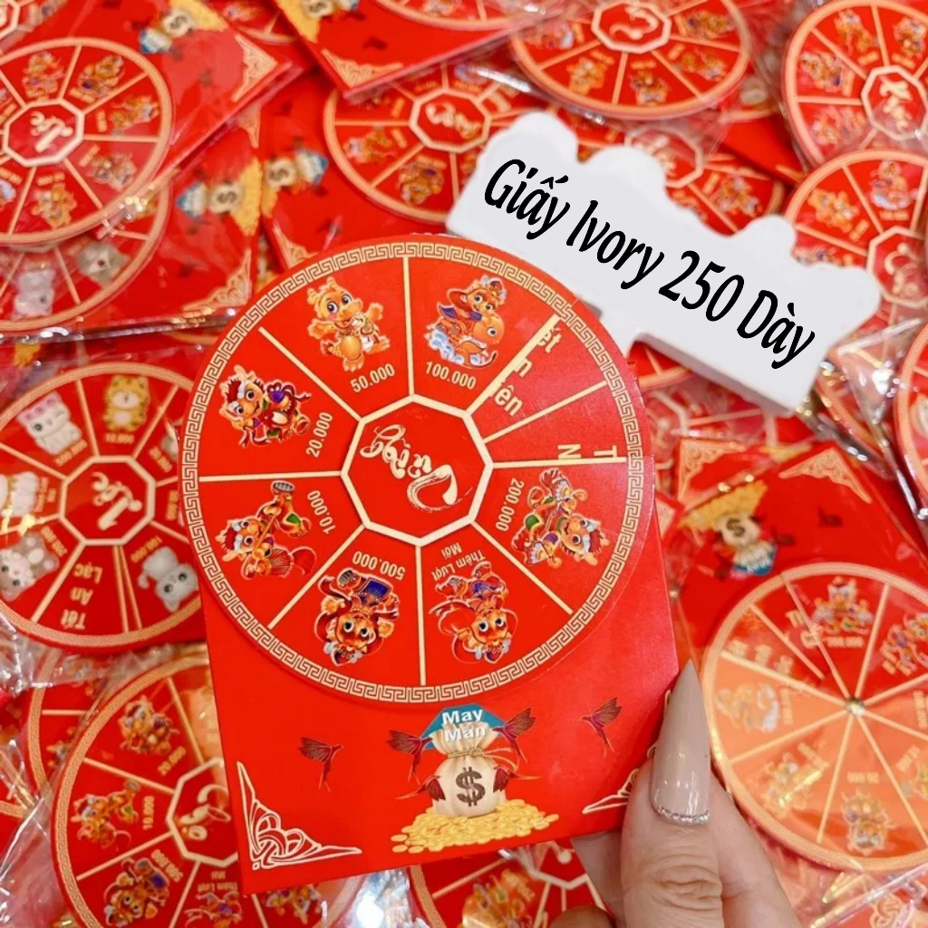 LÌ XÌ VÒNG QUAY MAY MẮN GIẤY IVORY 250 DÀY DẶN CỨNG CAO CẤP - VÒNG QUAY ...