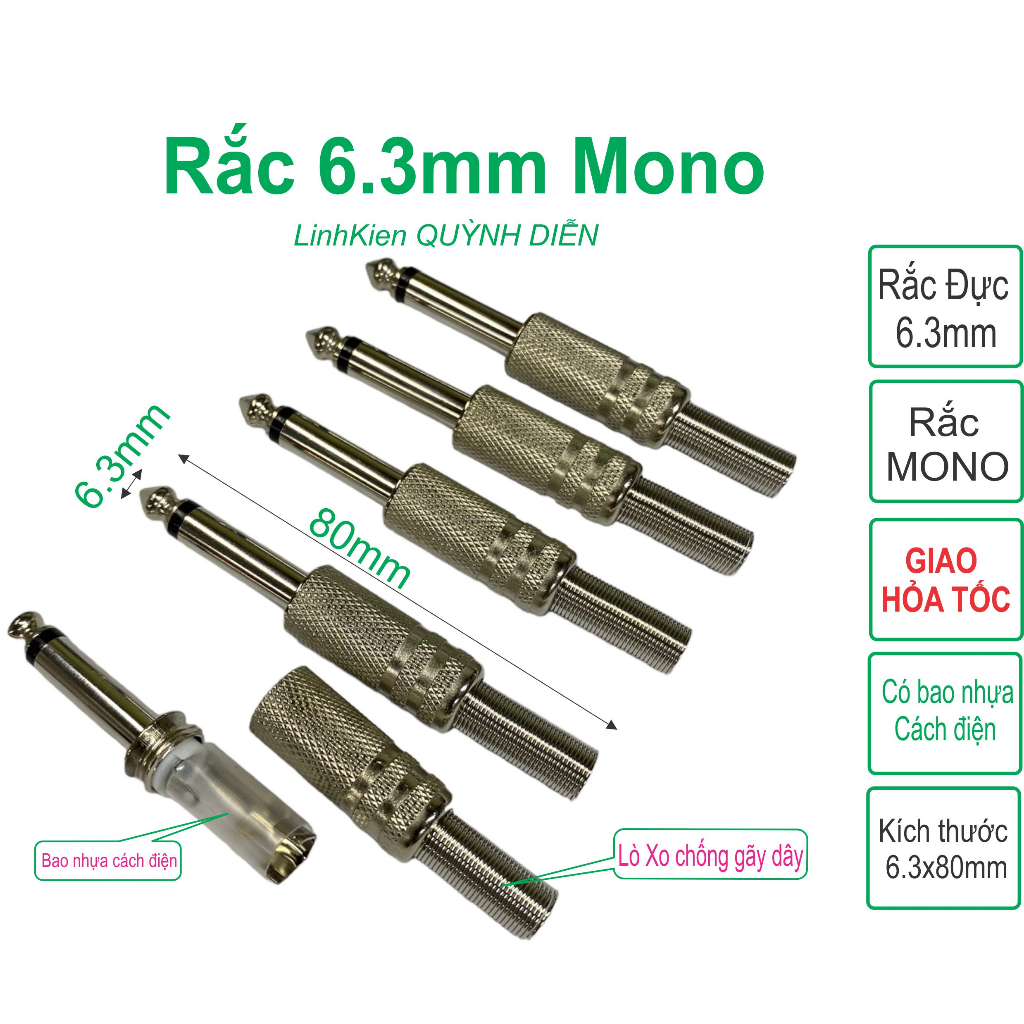 Jack chui 6li mono 6.3mm Combo 5 cái - linh kiện điện tử QUỲNH DIỄN ...
