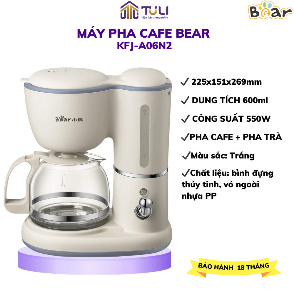 Máy pha cà phê tự động BEAR KFJ-A06K1/A06Q1, 550W, dùng pha cafe/coffee ...