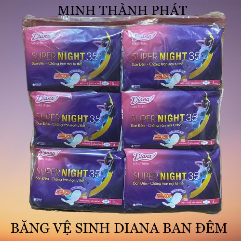 (BVS) Băng Vệ Sinh Diana Super Night 35cm/29cm Có Cánh Ban Đêm Bịch 6 ...