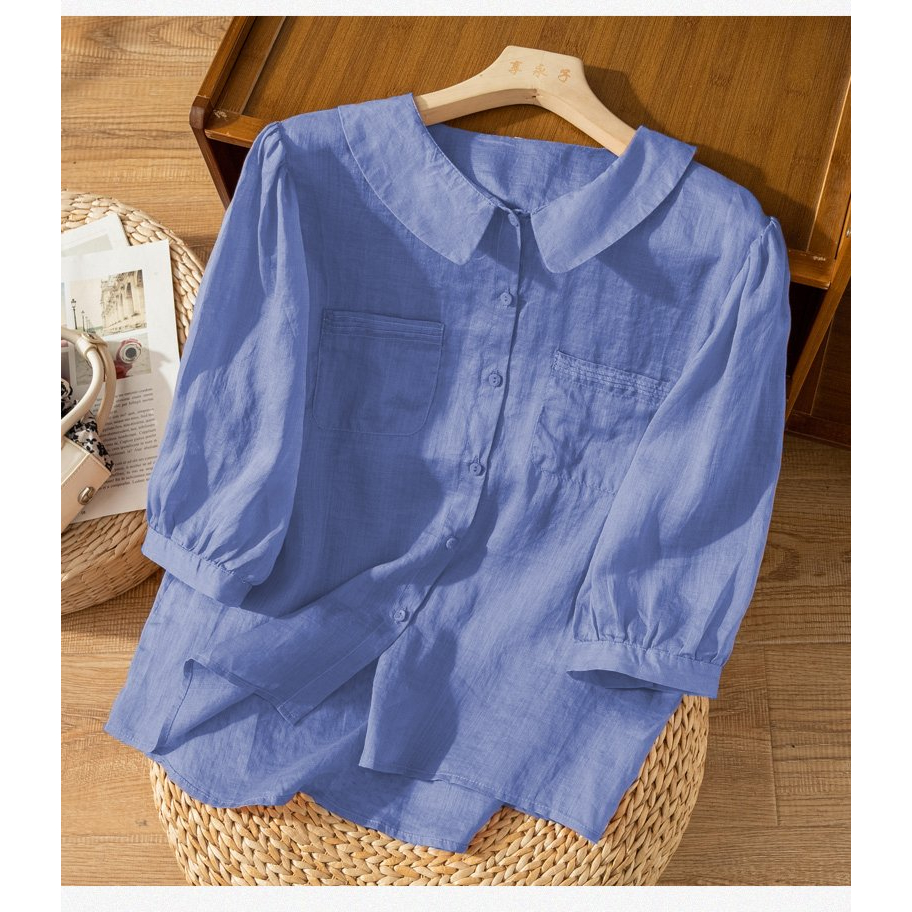 Áo Sơ Mi Nữ Tay Lửng Siêu Xinh - SMTL | Shopee Việt Nam