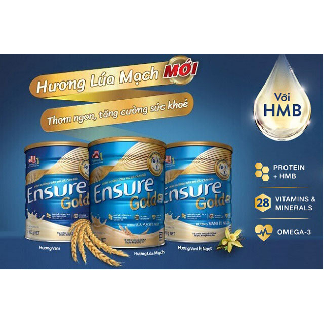 mua 3 tặng 1 Sữa bột Ensure Gold Abbott (HMB) hương Lúa mạch 850g/lon ...