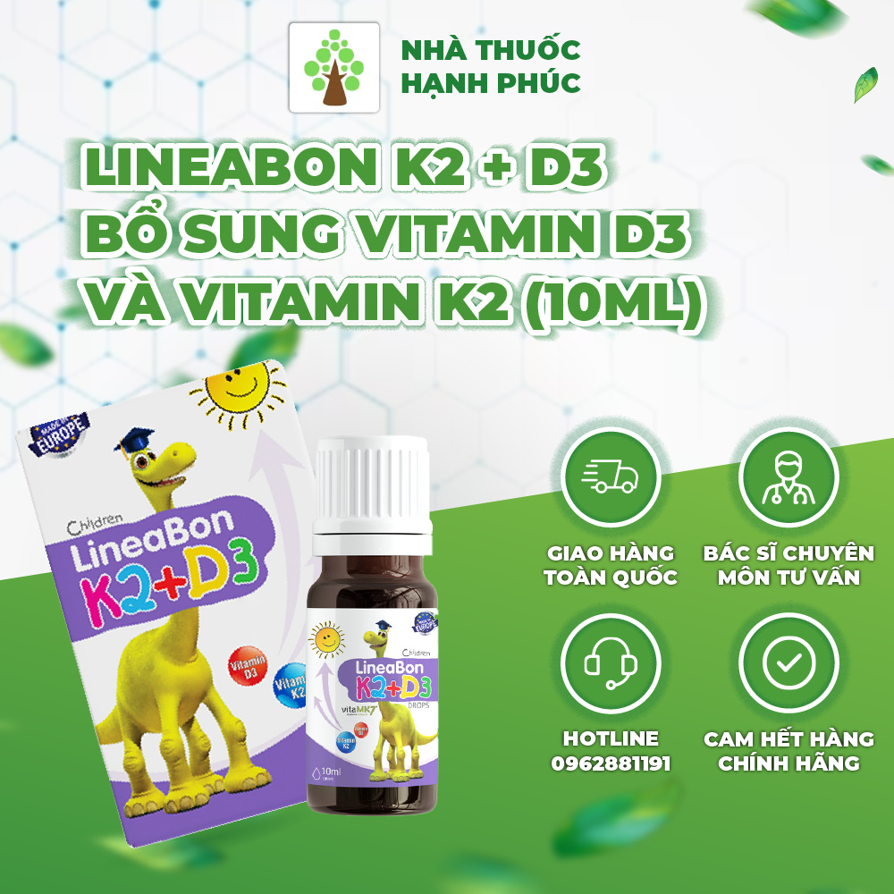 [CHÍNH HÃNG] LINEABON K2 + D3 BỔ SUNG VITAMIN D3 VÀ VITAMIN K2 (10ML) - GIÚP HẤP THU CANXI HIỆU ...