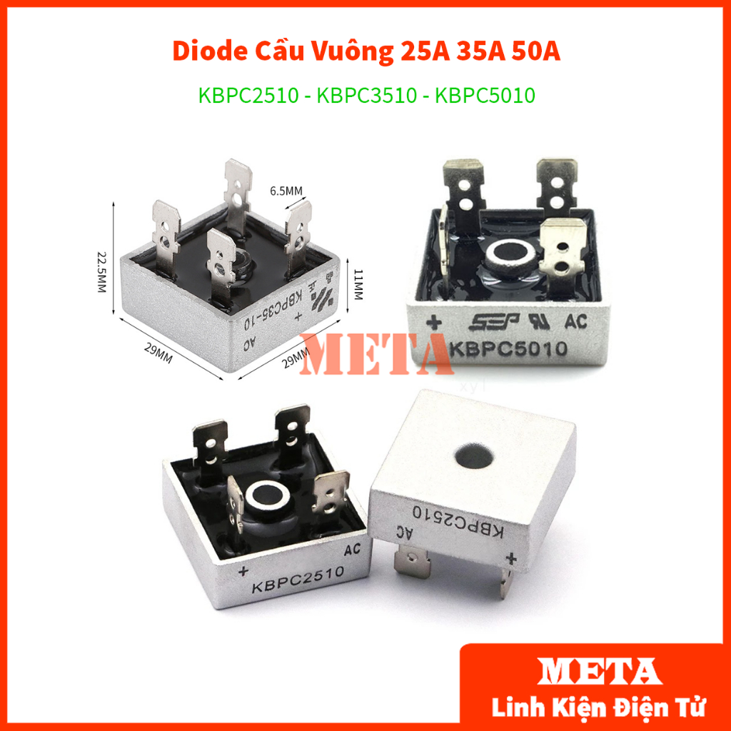 Diode Cầu Vuông 25A 35A 50A 1000V KBPC2510 KBPC3510 KBPC5010 DIP-4 ...