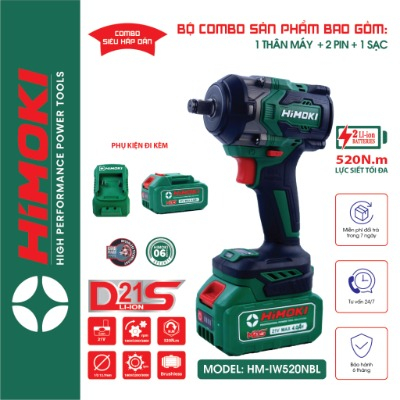 Siết bulong Himoki HM-IW520NBL Không Chổi Than - Máy bắn ốc Himoki chân ...