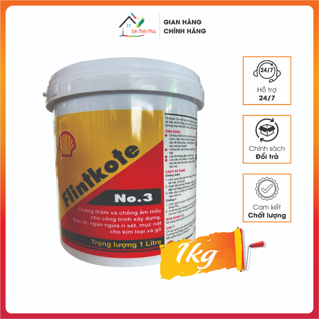 Chống thấm Shell Flintkote No3 (1kg). Sơn chống thấm hồ cá, hồ nước,sàn ...