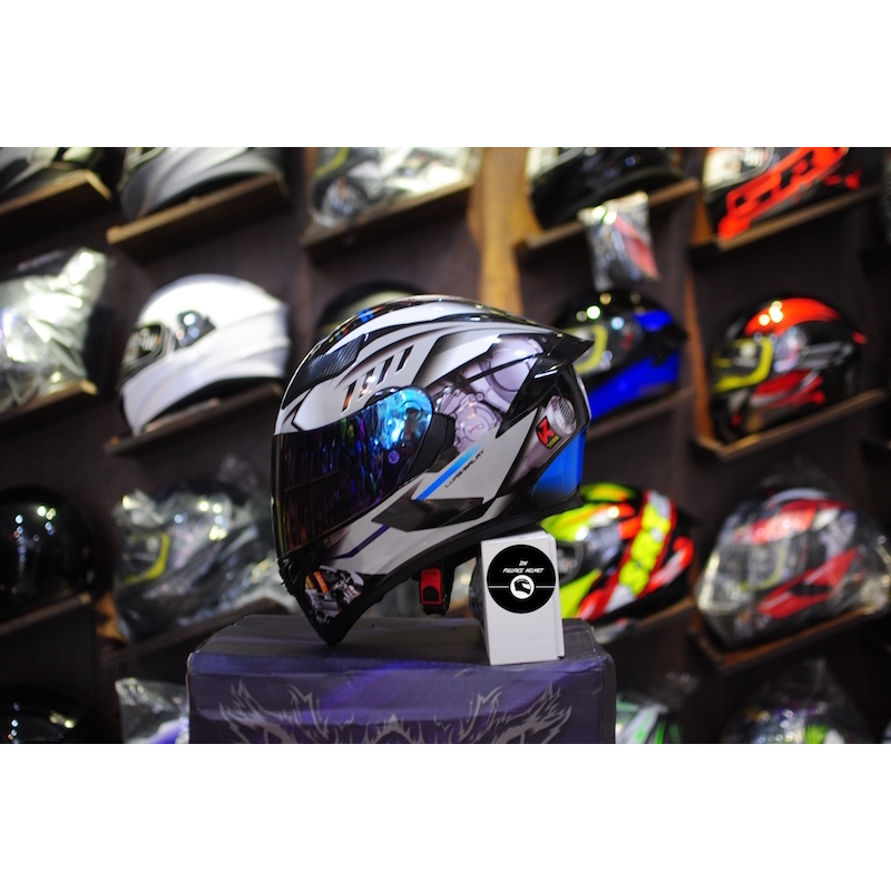 Mũ bảo hiểm Fullface Royal M138 (chính hãng) 1 lớp kính Moto bạc xanh ...